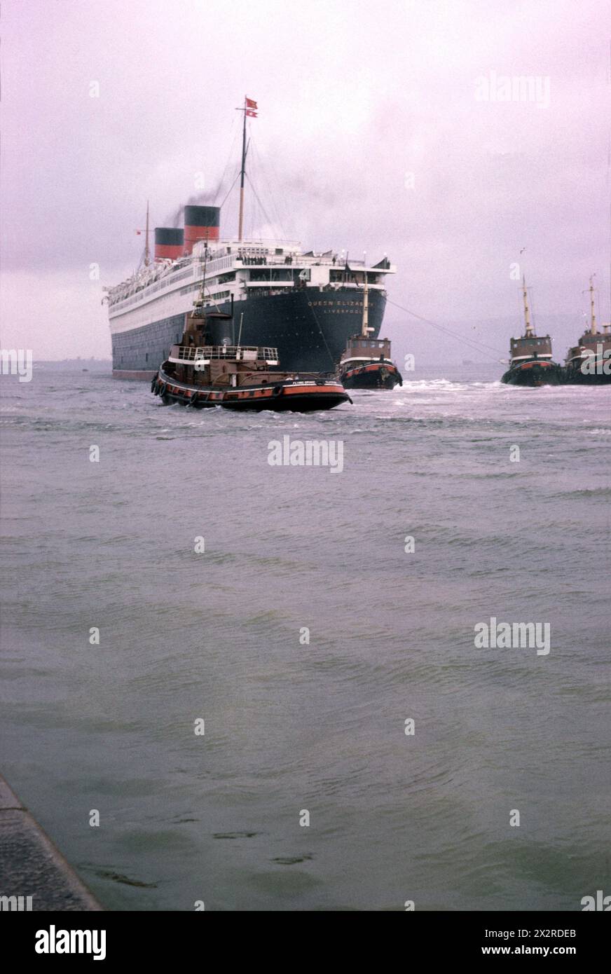 RMS Queen Elizabeth, Firth of Clyde from Gourock, Scotland. 10 March ...