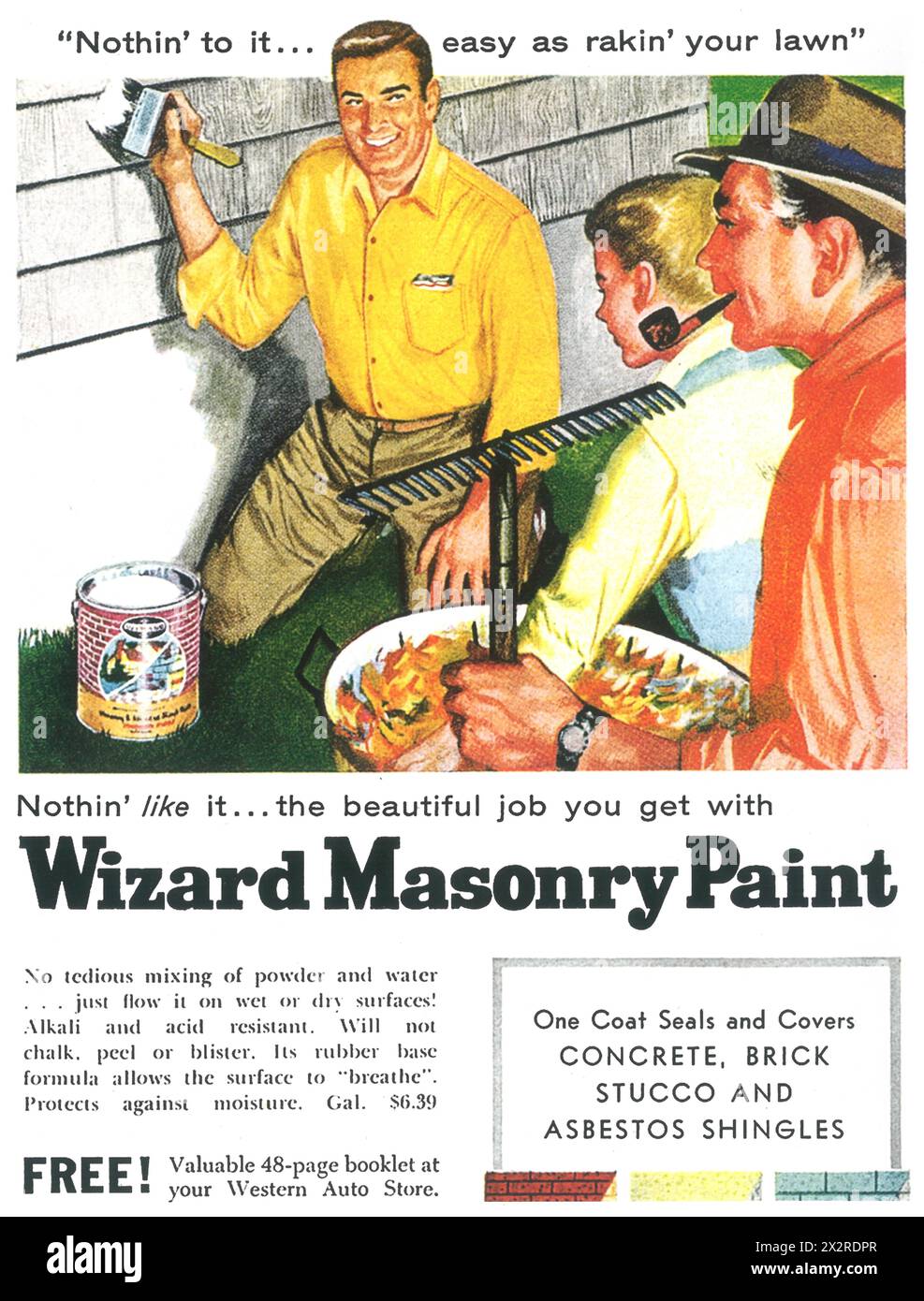 1957 Wizard masonry paint ad Stock Photo - Alamy