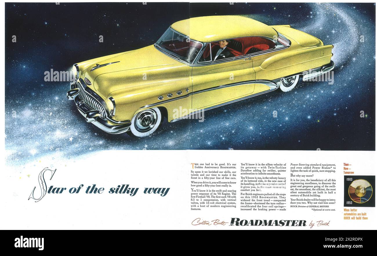 1953 Buick Roadmaster Print Ad. Star of the Silky Way Stock Photo - Alamy
