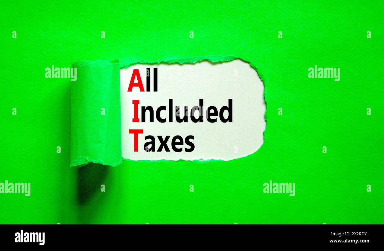 AIT All included taxes symbol. Concept words AIT All included taxes on ...
