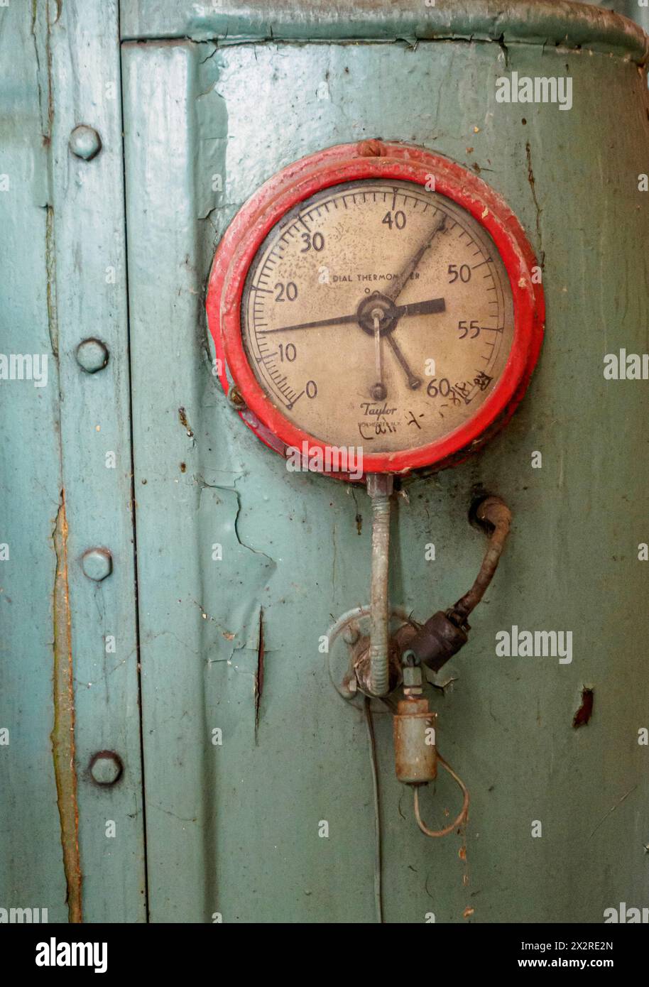 Pressure dial in abandoned building Stock Photo - Alamy
