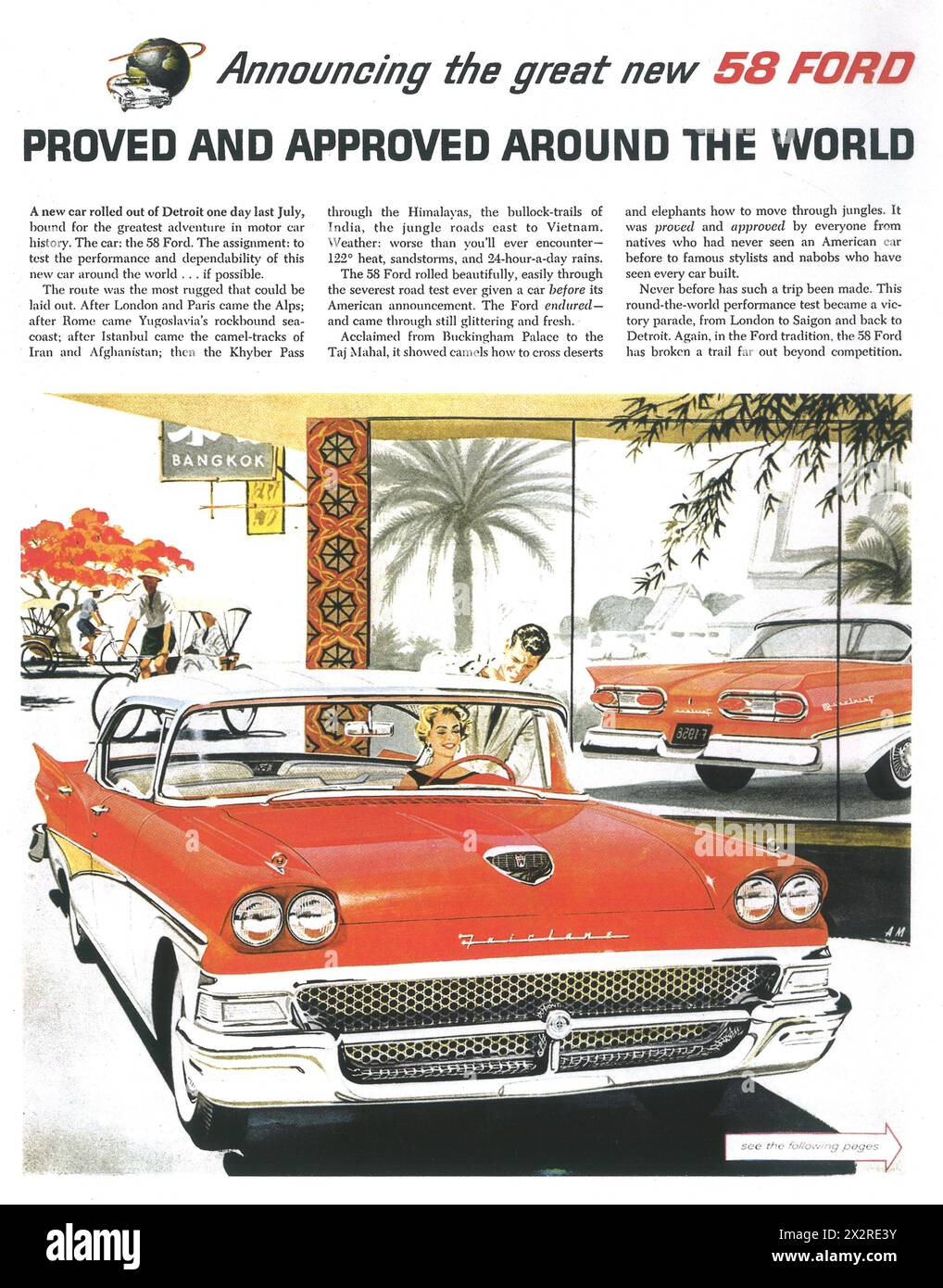1958 Ford Fairlane 500 Town Victoria Ad Stock Photo - Alamy