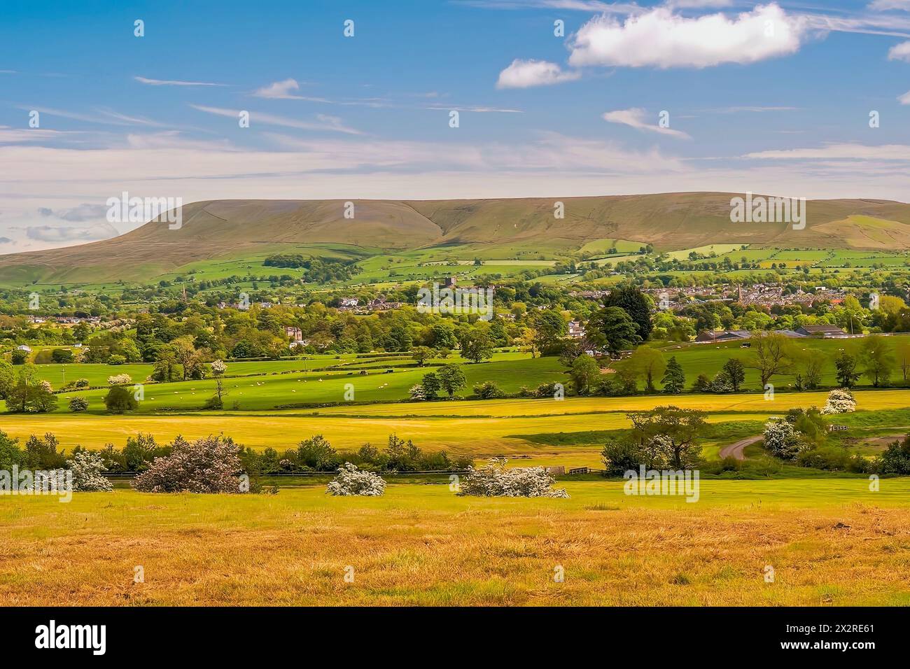 Pendle Hill, taken from Bashall Eaves, Ribble Valley, Lancashire Stock ...