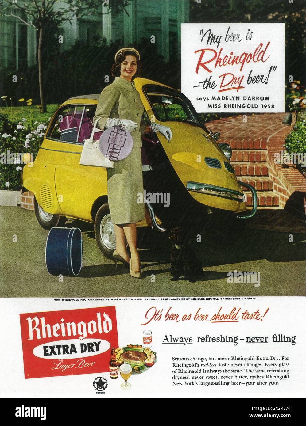 1958 Rheingold Beer Ad - Miss Rheingold 1958 Madelyn Darrow Stock Photo ...