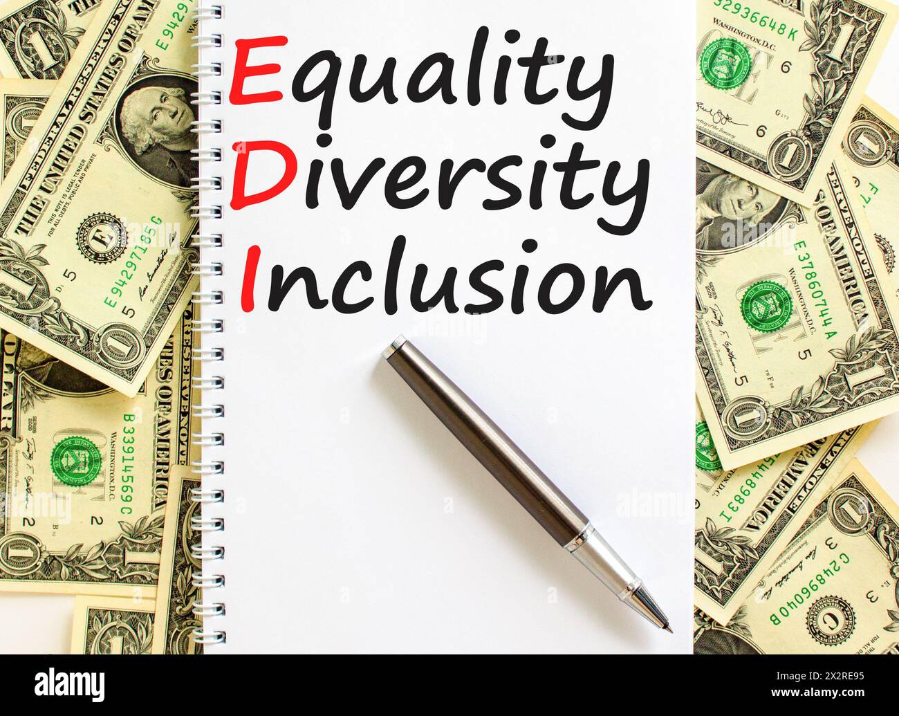 EDI equality diversity inclusion symbol. Concept words EDI equality diversity inclusion on white ...