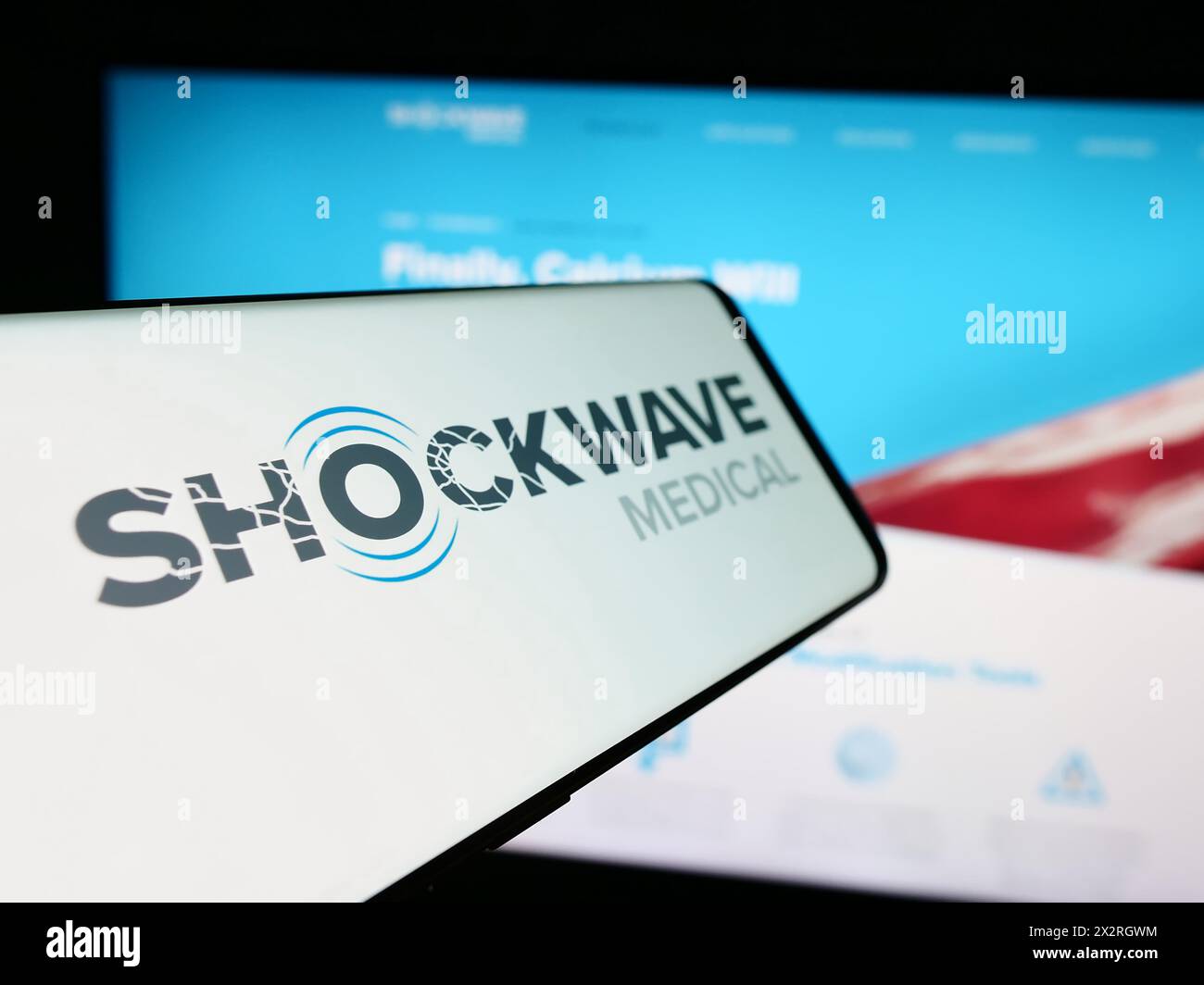 Smartphone with logo of US cardiovascular disease company Shockwave ...
