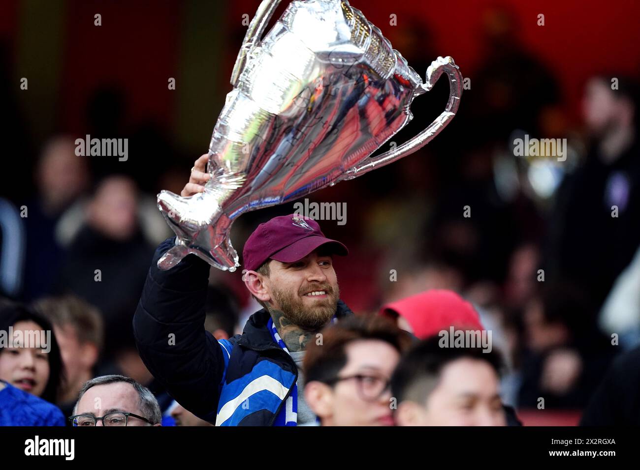 A Chelsea fan during the Premier League match at the Emirates Stadium ...