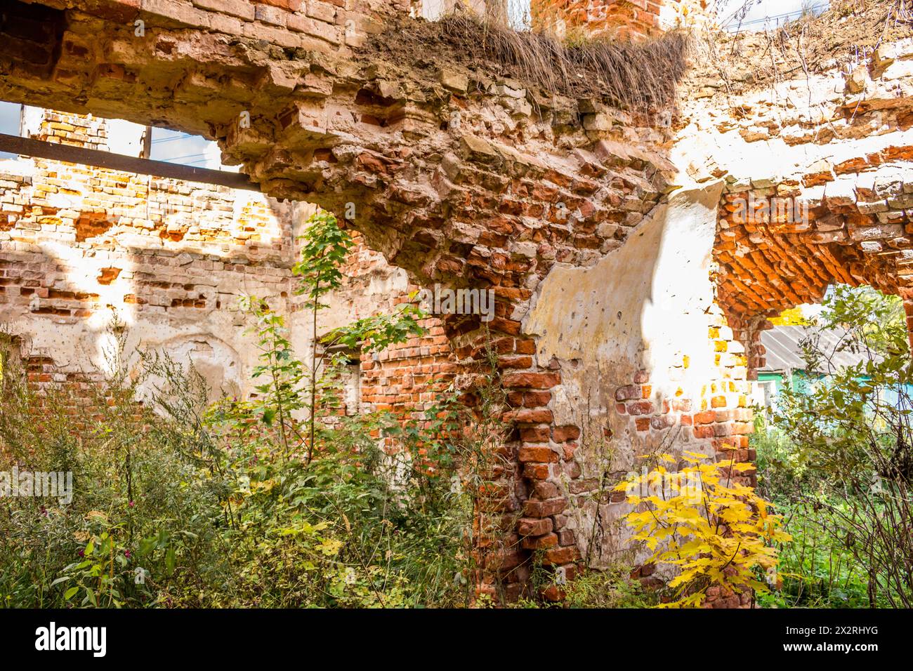 The walls of an old abandoned manor house of the 18th century, a view ...