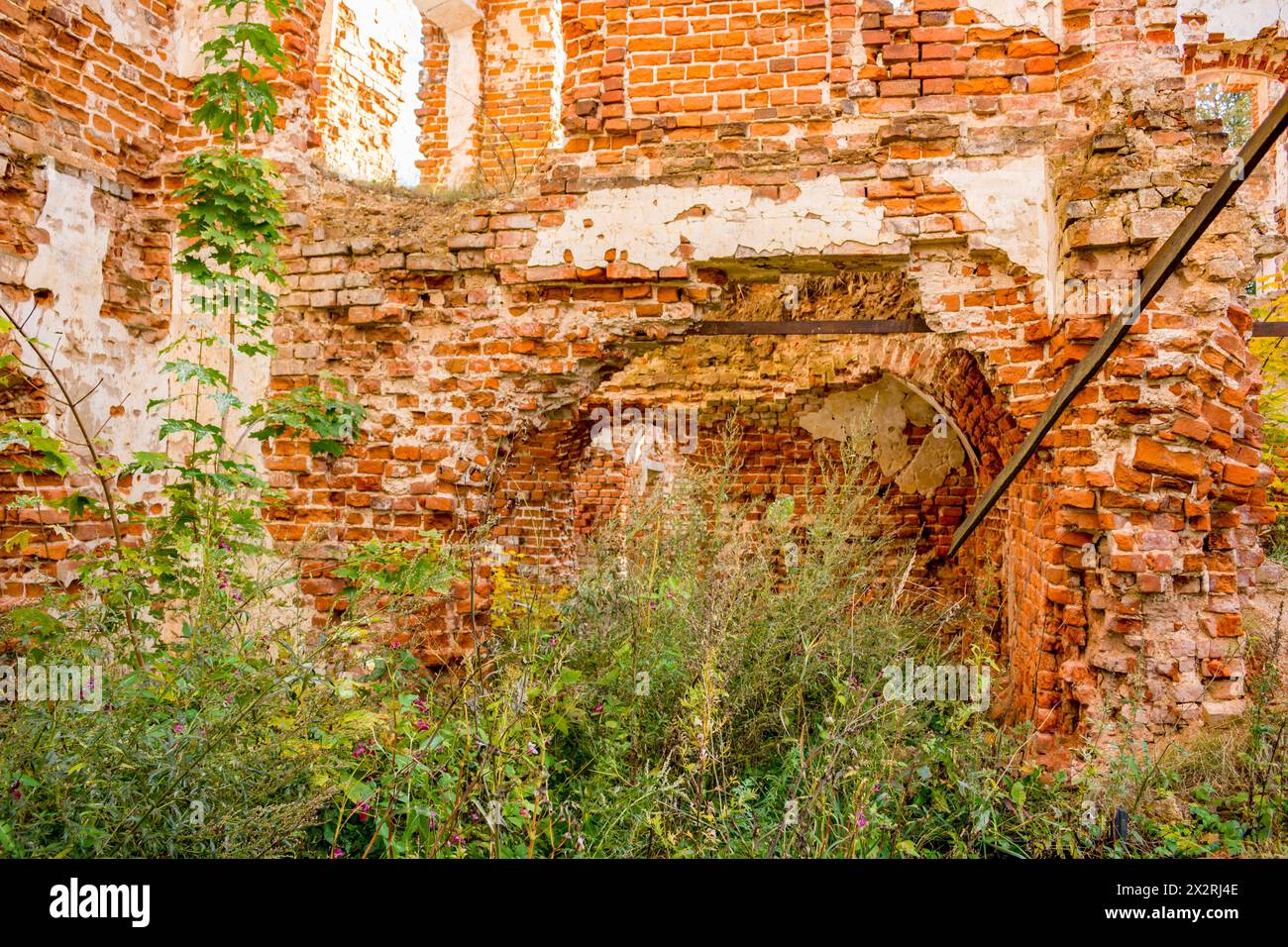 The walls of an old abandoned manor house of the 18th century, a view ...