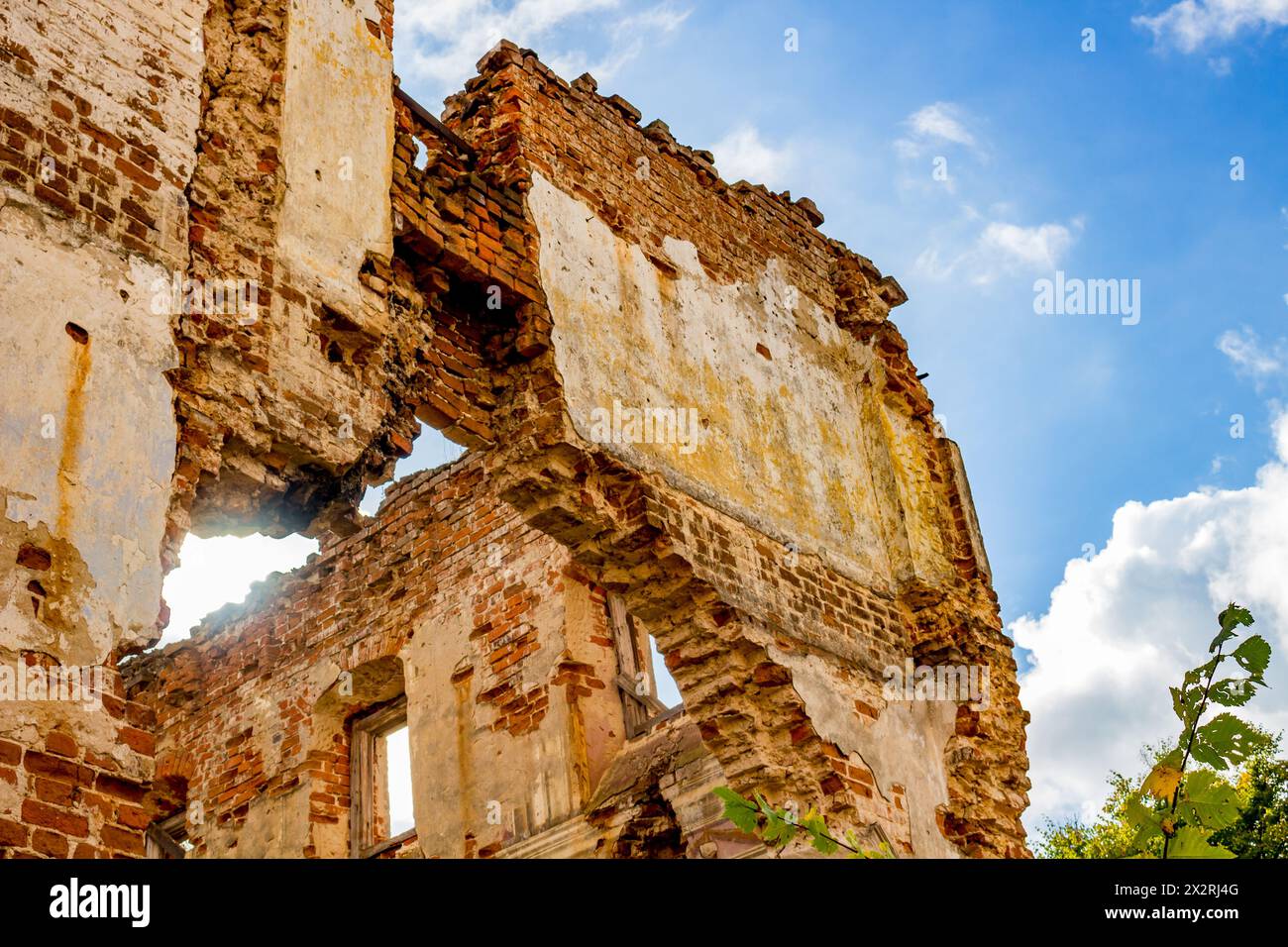 The walls of an old abandoned manor house of the 18th century, a view ...