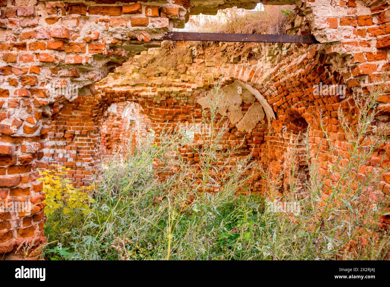 The walls of an old abandoned manor house of the 18th century, a view ...