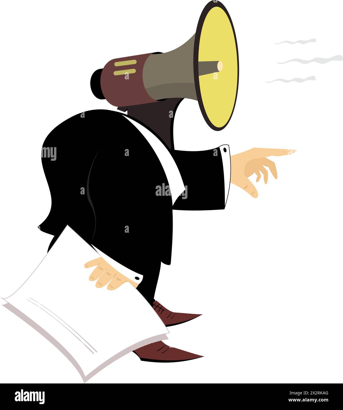 Man with megaphone instead of head. Boss with megaphone instead of head ...