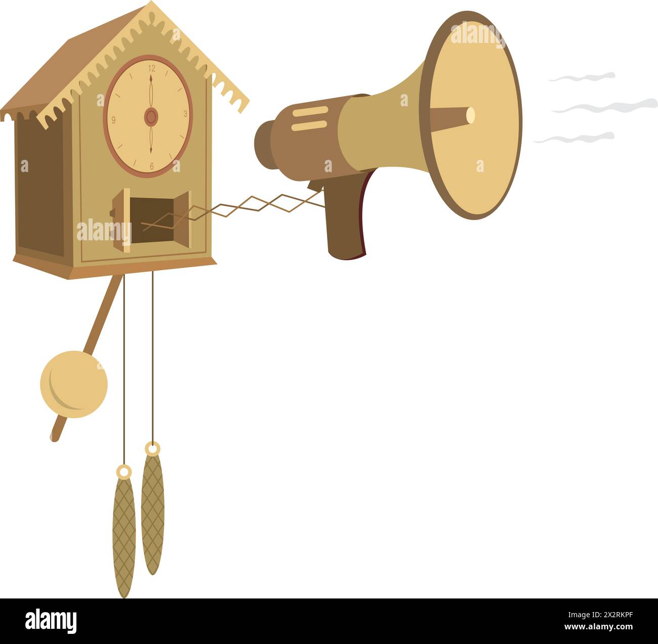 Cartoon cuckoo clock. Cartoon cuckoo clock with megaphone instead bird ...
