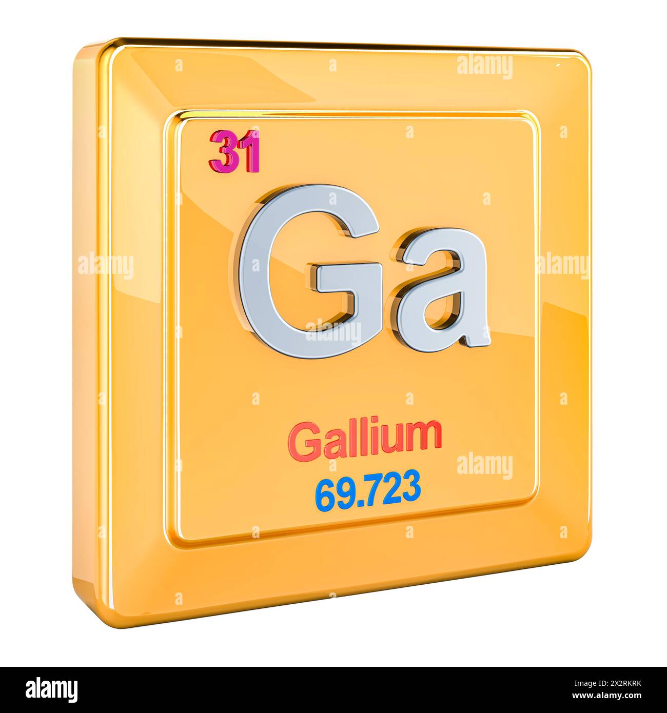 Gallium Ga, chemical element sign with number 31 in periodic table. 3D ...