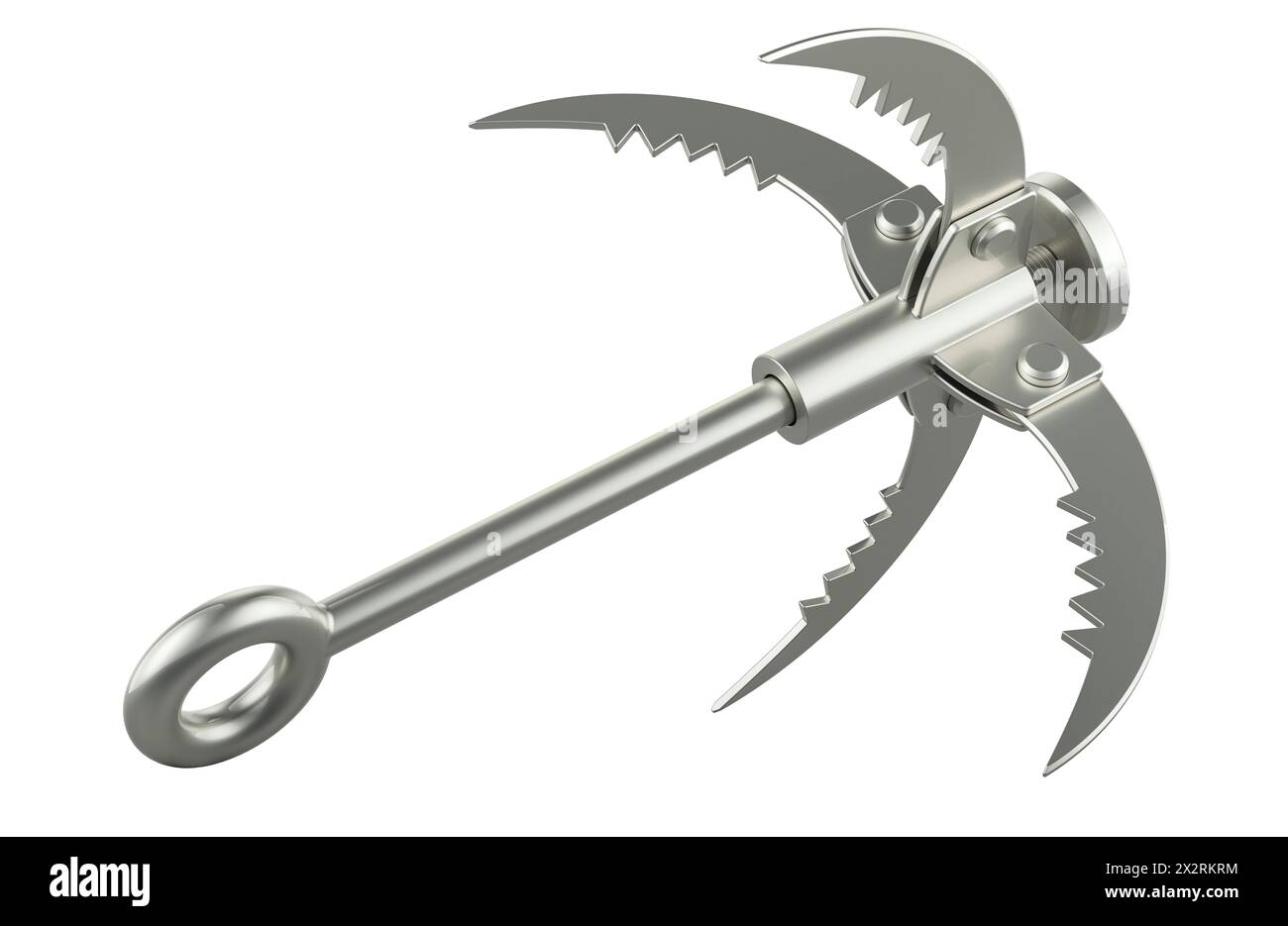 Grappling Hook, Foldable grappling hook, 3D rendering isolated on white ...