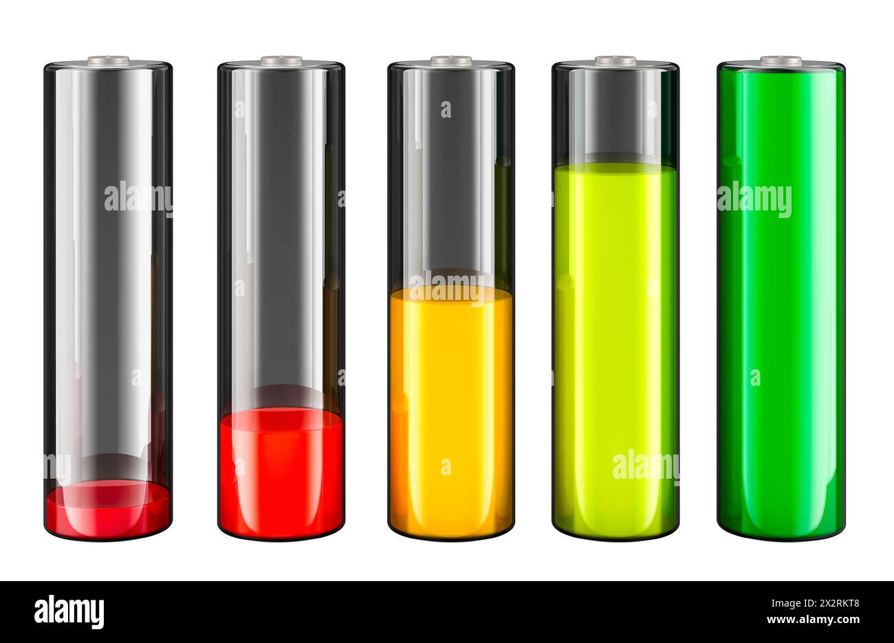 Battery charge from high to low. Discharged and fully charged battery ...