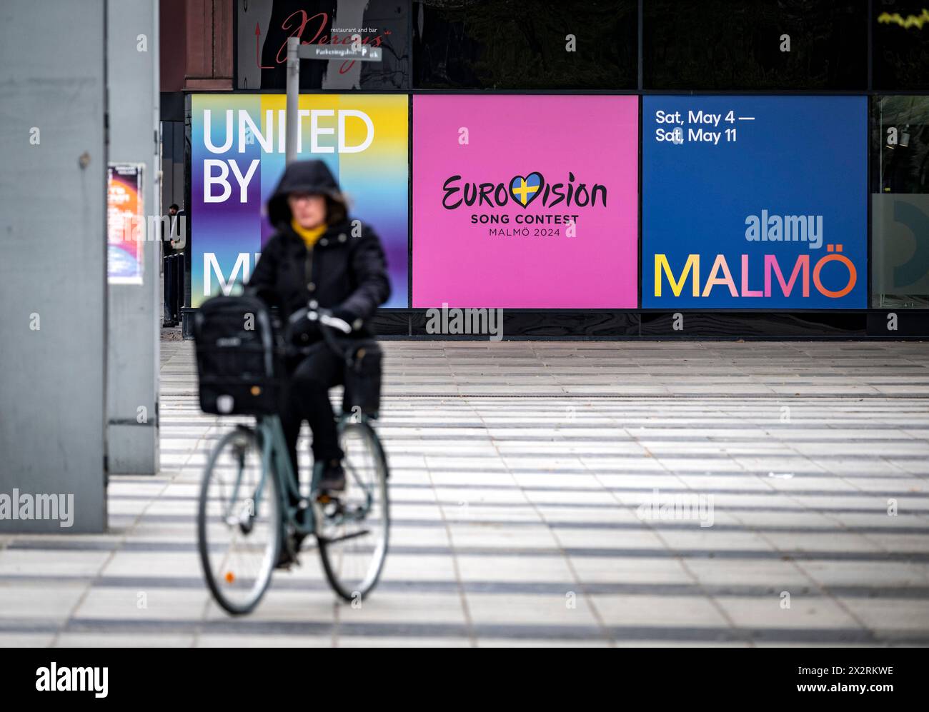 MALMÖ 2024-04-23Advertising for the Eurovision Song Contest ( ESC ) on ...