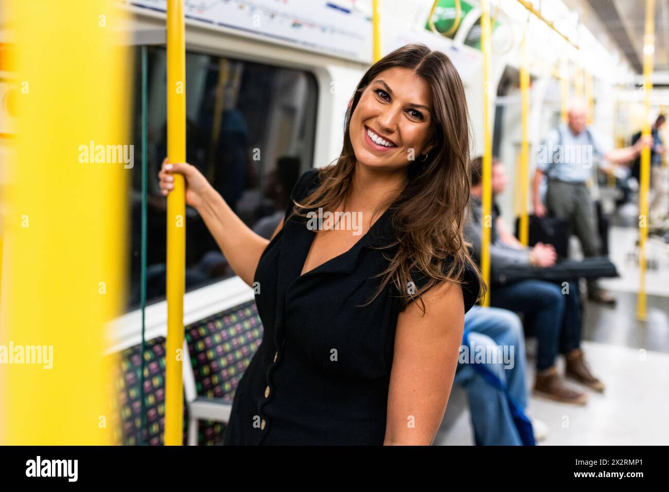 Female passenger in train subway hi-res stock photography and images ...