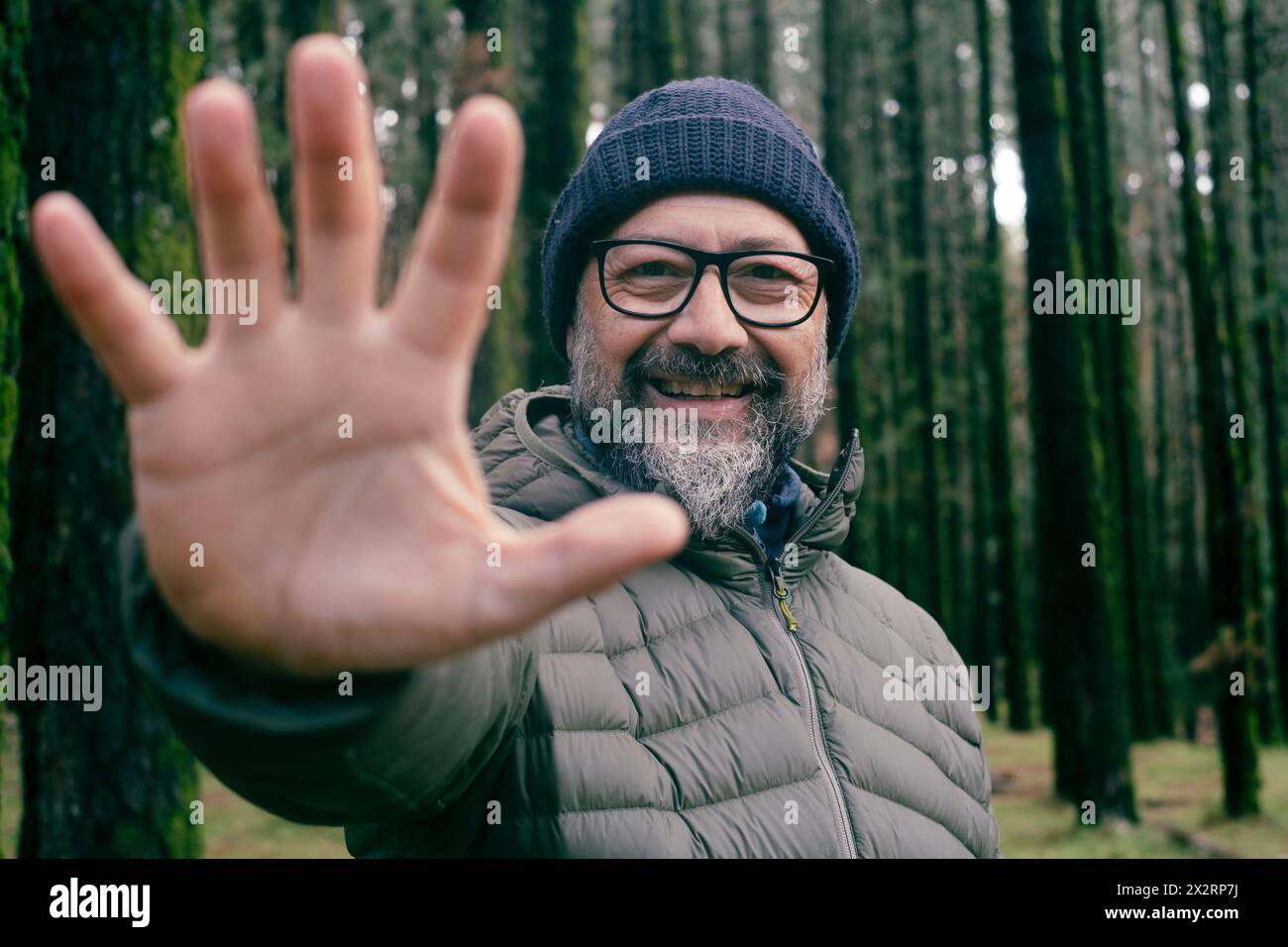 Man gesturing stop palm hand hi-res stock photography and images - Alamy