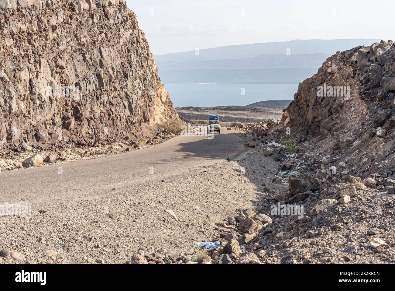 The road to Lake Assal, the lowest point in Africa, in Djibouti's ...