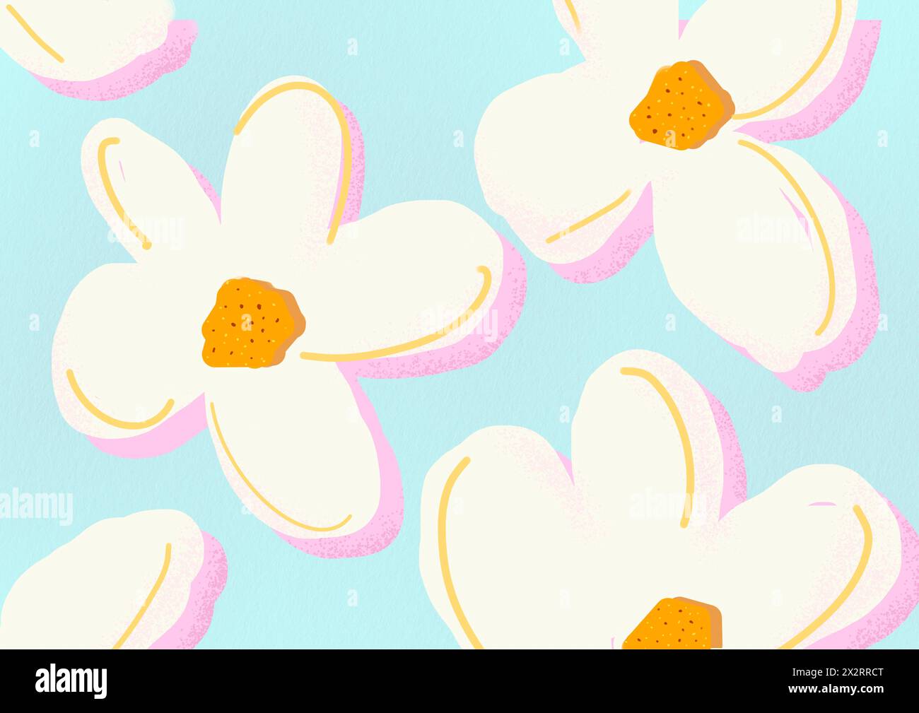 White flower pattern against blue background Stock Photo - Alamy