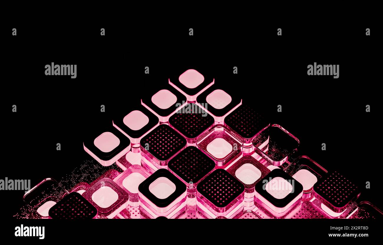Black computer chips illuminated with pink light Stock Photo - Alamy
