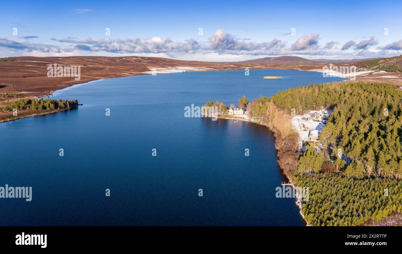 UK, Scotland, Grantown-on-Spey, Aerial view of Lochindorb lake Stock ...
