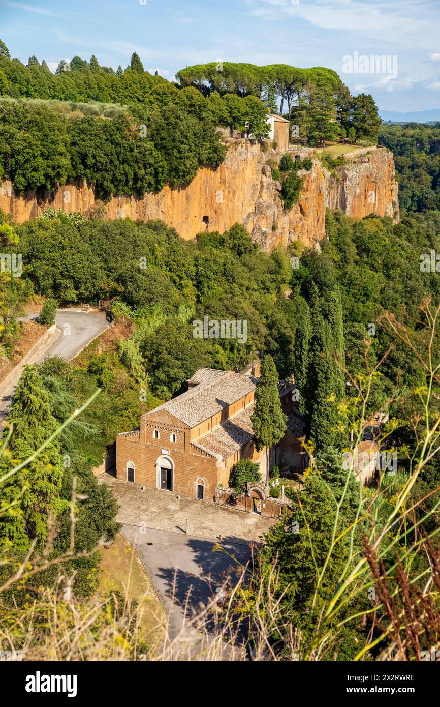 Italy, Lazio, Castel SantElia, View of Basilica di SantElia in summer ...