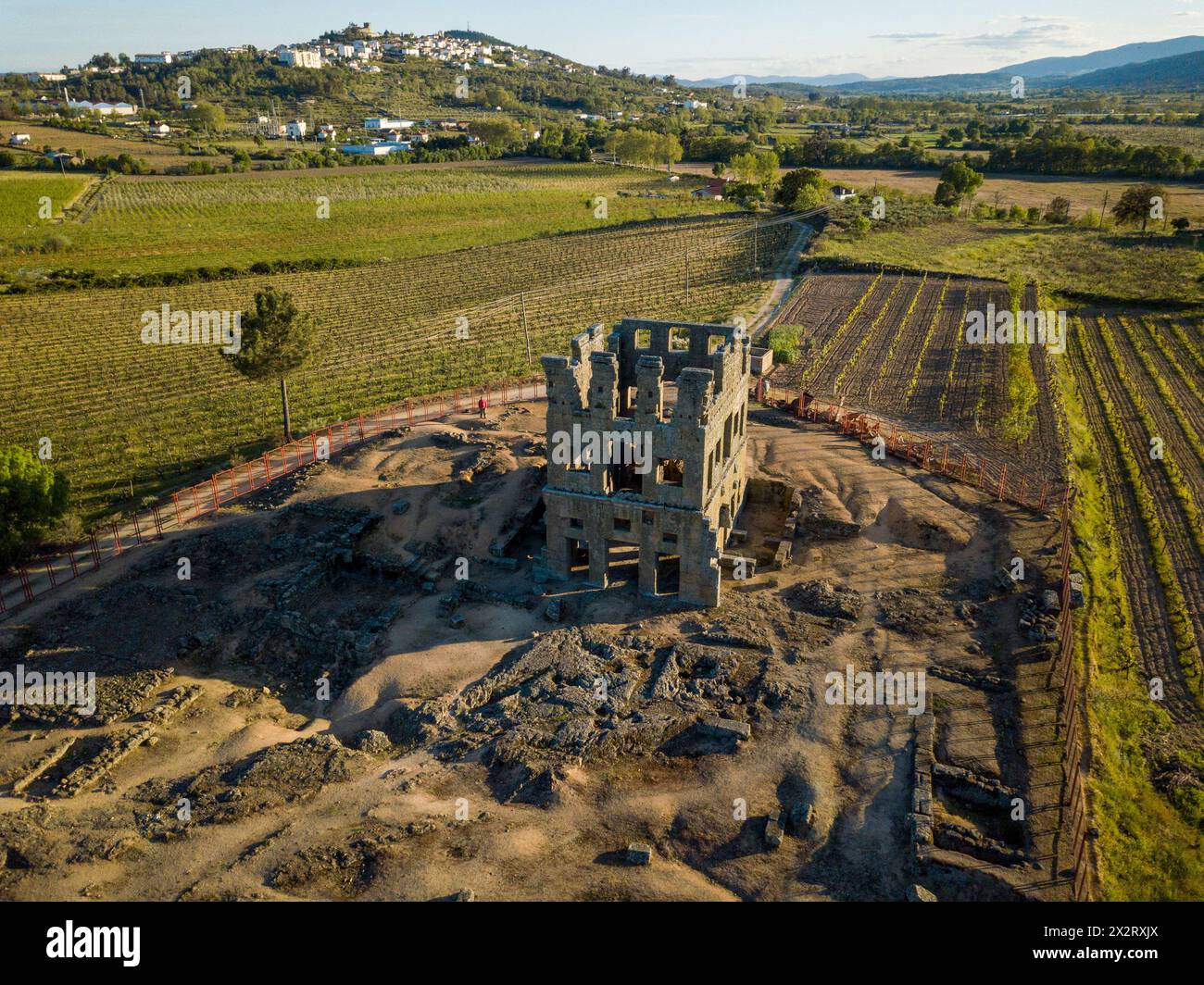 Aerial view of Centum Tower, Ruins of Roman Villa. Located at Comeal da ...