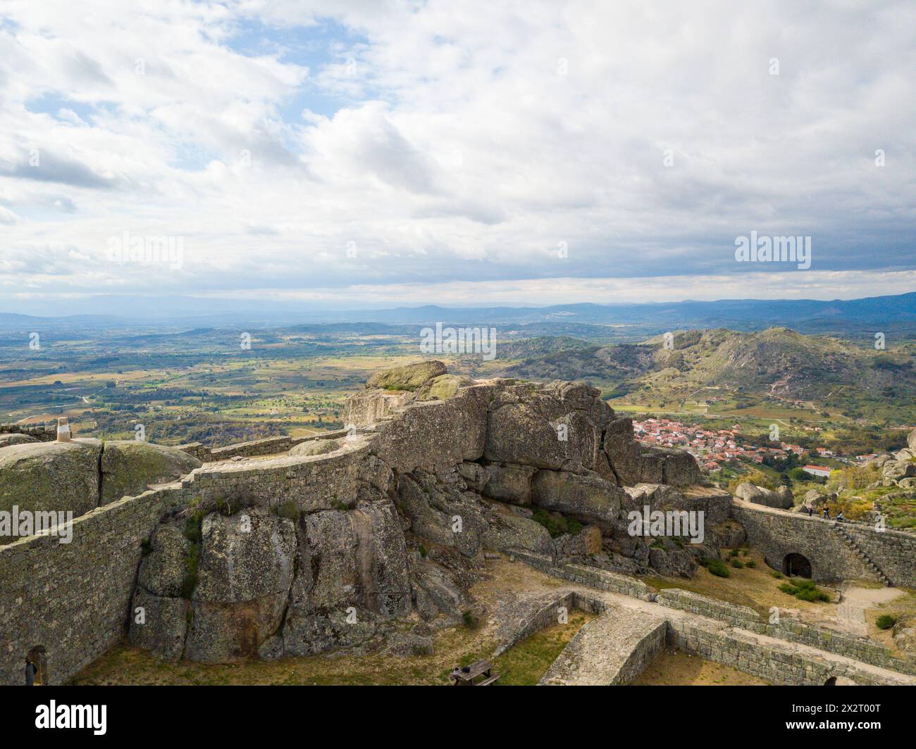 Aerial view of castle in Monsanto town in Portugal. Idanha-a-Nova ...