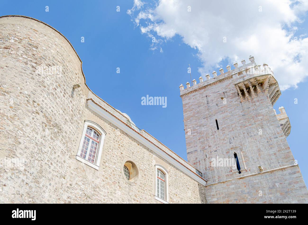 Partial view of the Castle with tower built with marble in the medieval ...