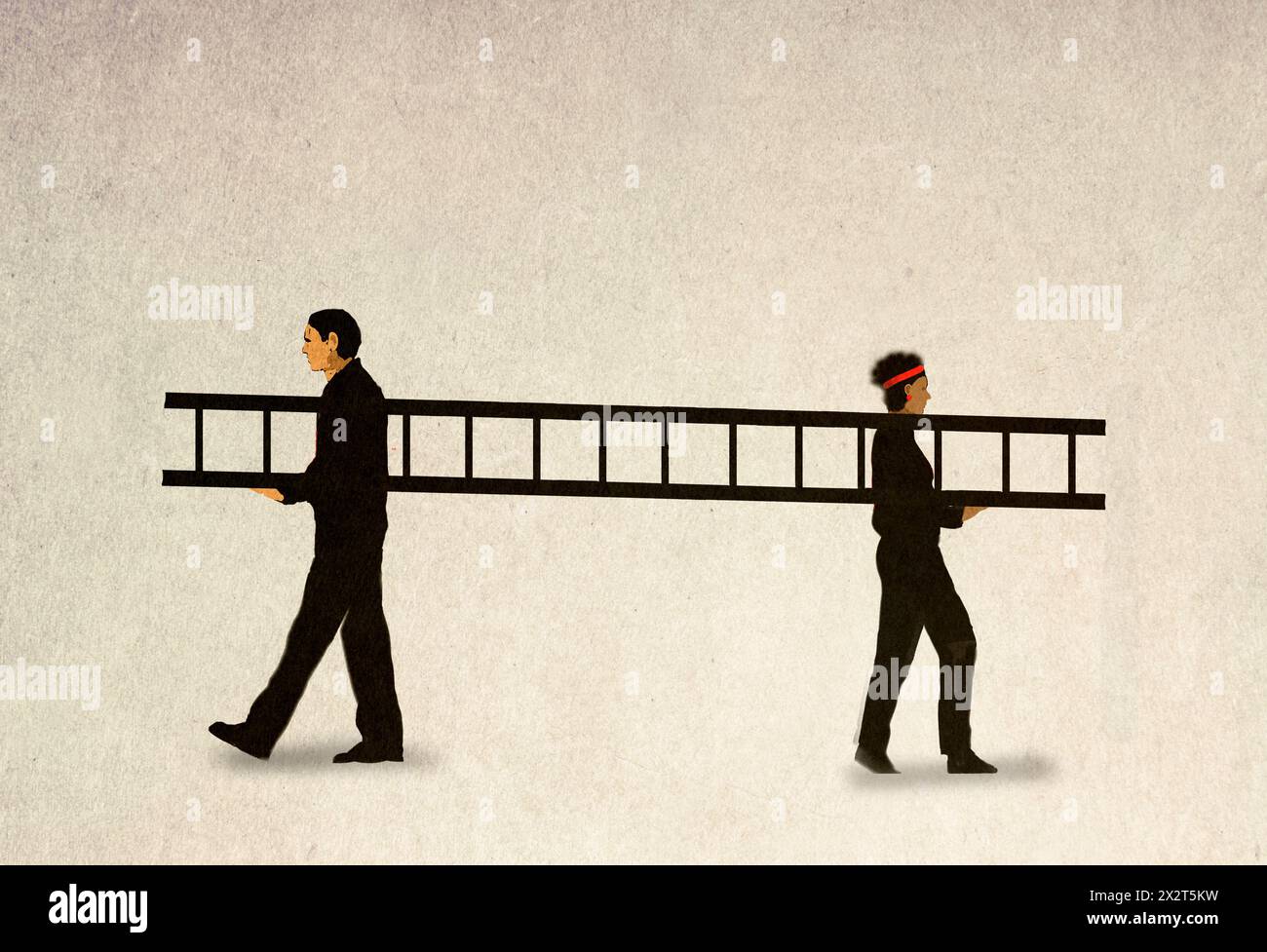 Illustration people carrying ladder walking in opposite direction Stock ...