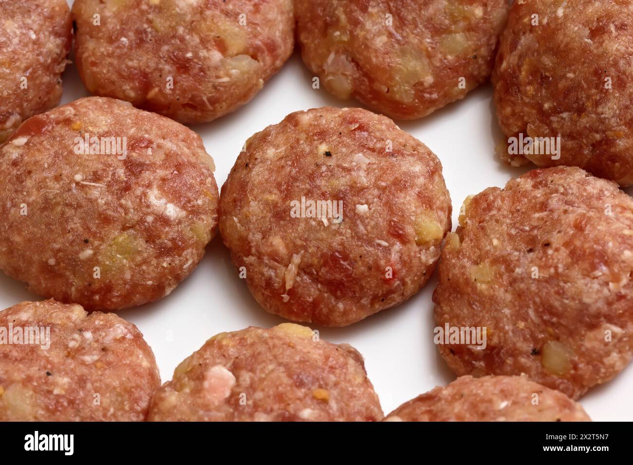 Food, uncooked italian meatballs Stock Photo - Alamy