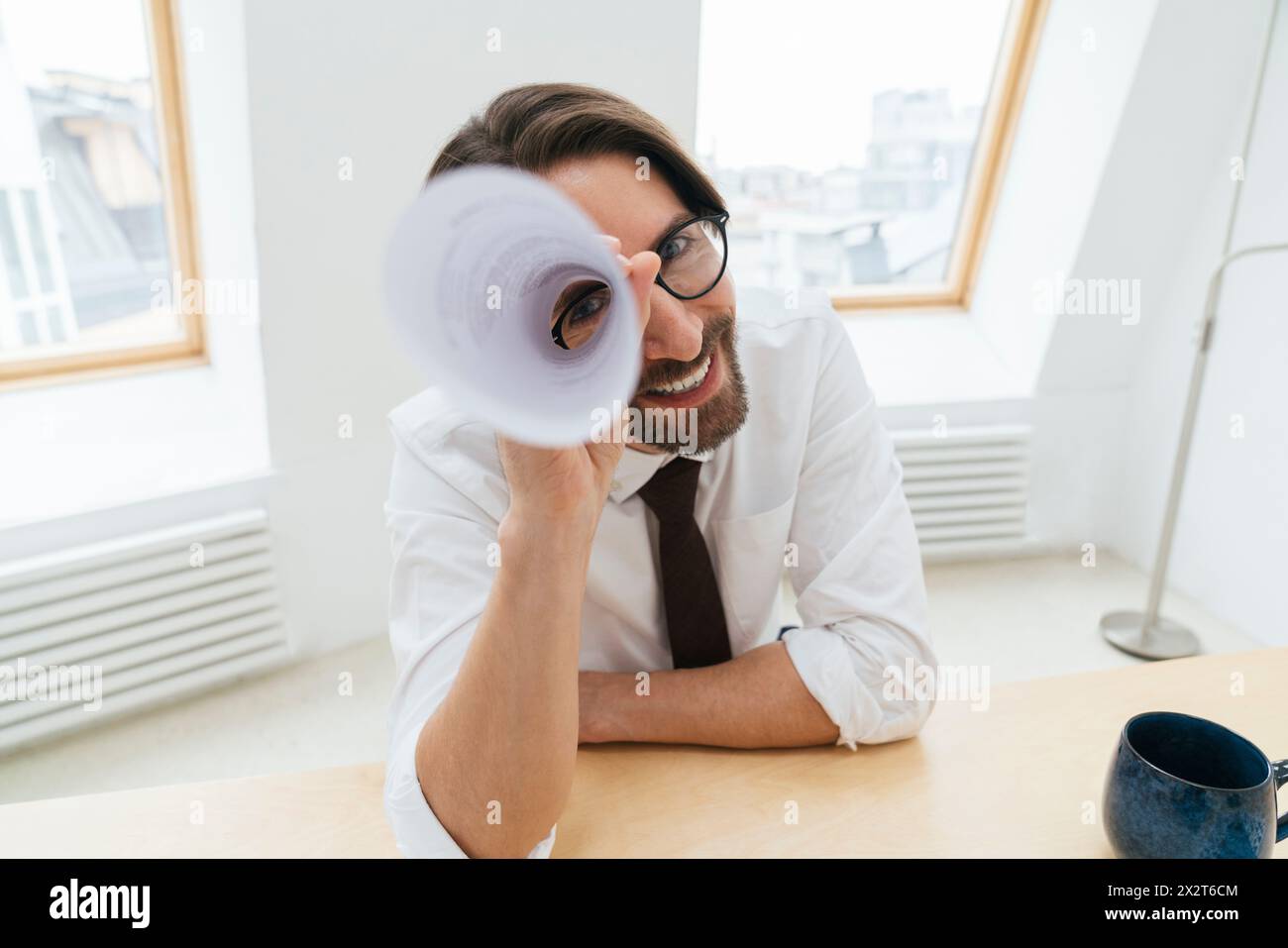 Happy businessman paper cup hi-res stock photography and images - Alamy