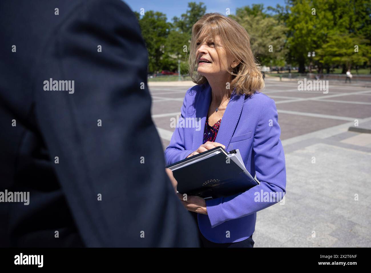 Sen. Lisa Murkowski (R-Alaska) speaks with reporters outside the U.S ...