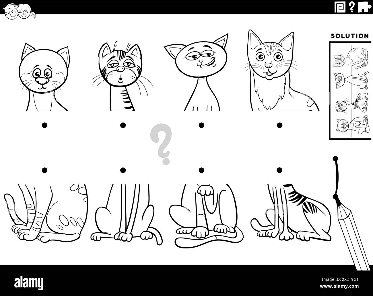 Black and white cartoon illustration of educational activity of ...