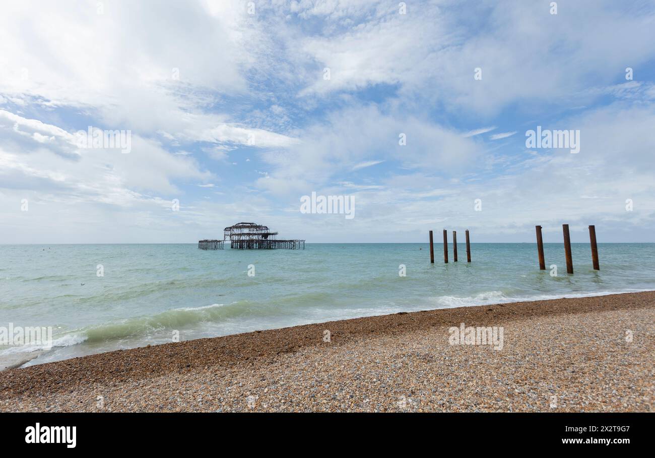 Brighton, united kingdom, 23, August 2022 the West pier ruins just of ...