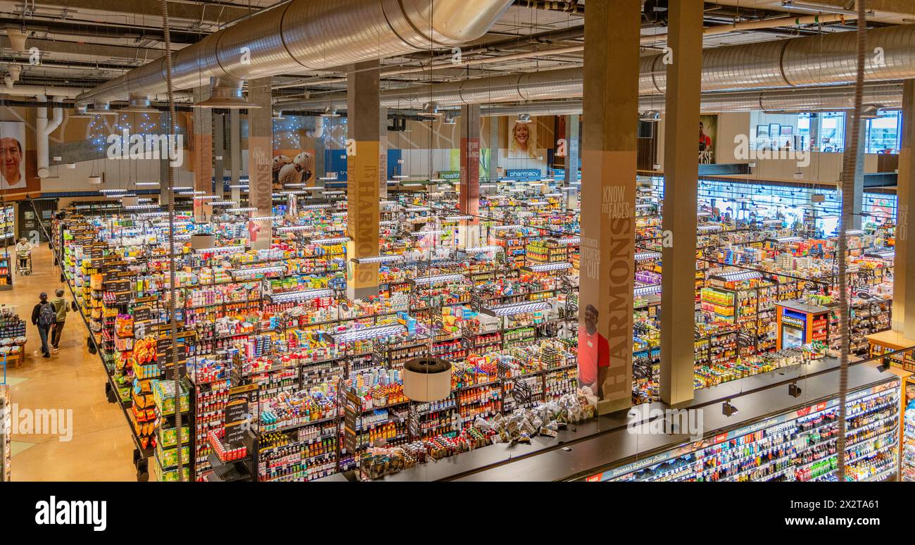 Salt Lake City, UT, US-March 17, 2024: View from above of a grocery ...