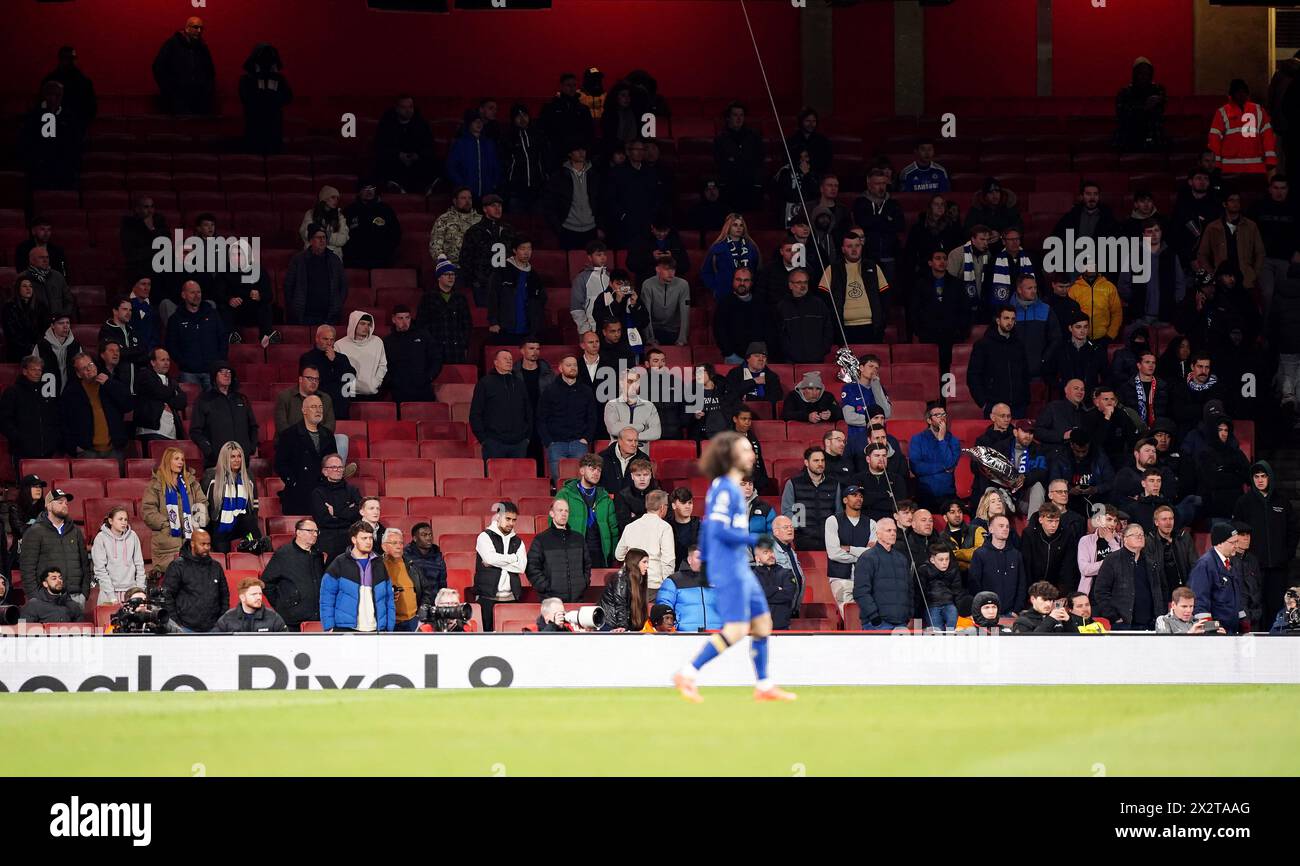 Empty seats amongst the Chelsea away fans during the Premier League ...