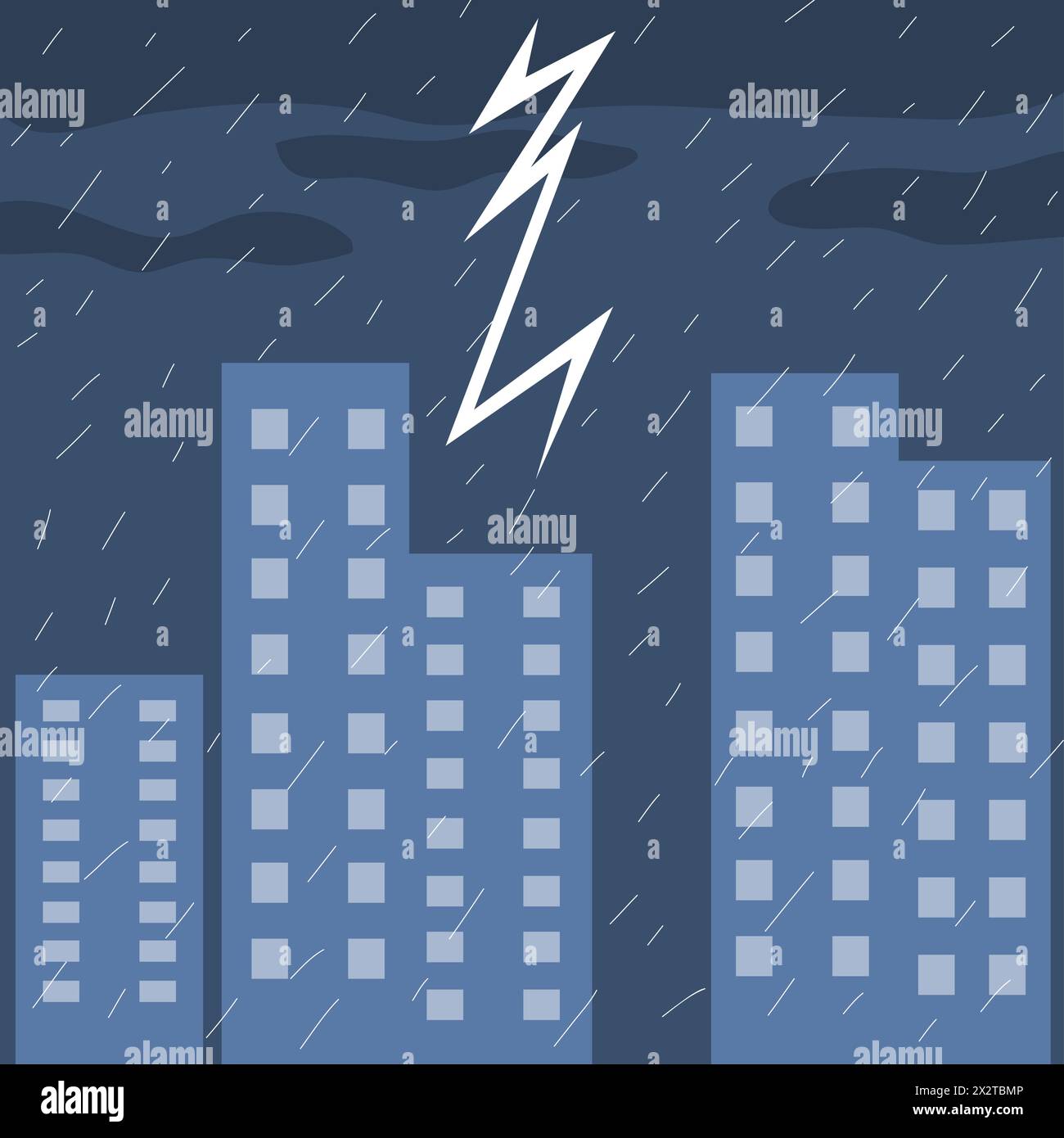 Dramatic Storm Lightning Striking City Buildings Stock Vector Image ...