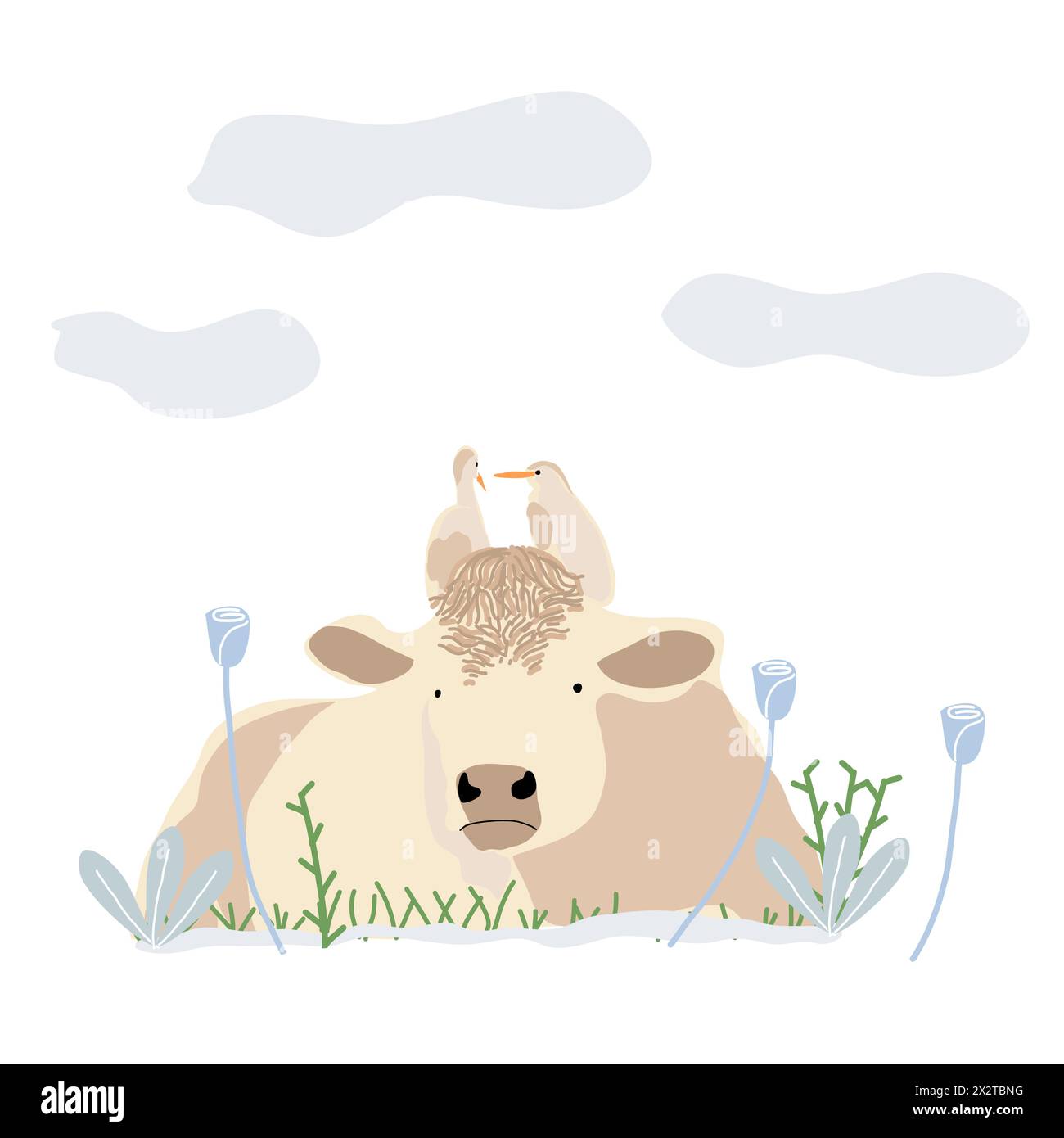 Cow resting in pasture Stock Vector Images - Alamy