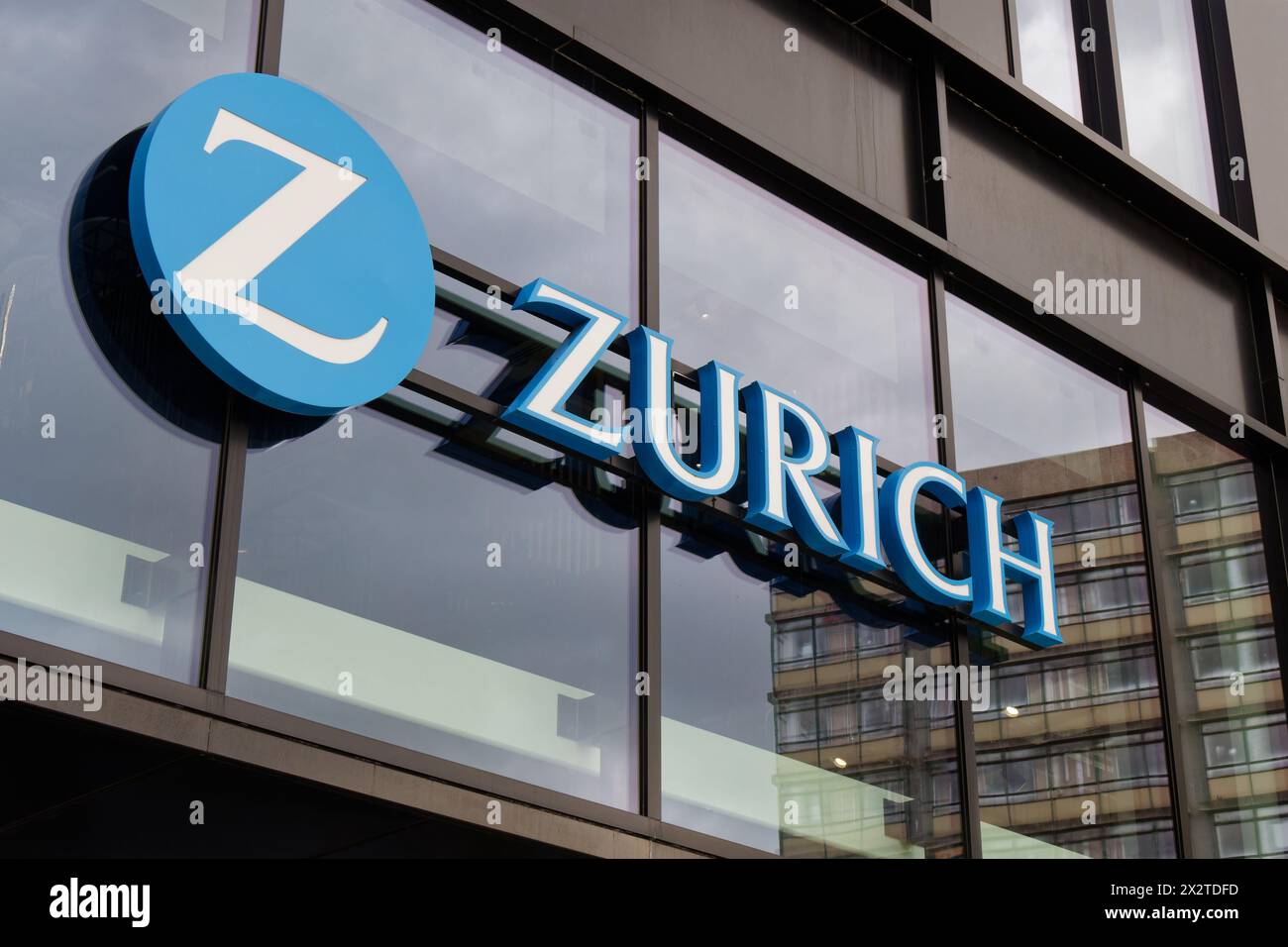 Zurich insurance company's signage displayed on the exterior of a ...