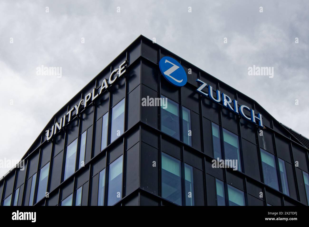 Unity Place and Zurich building with logo signage against partial cloud ...