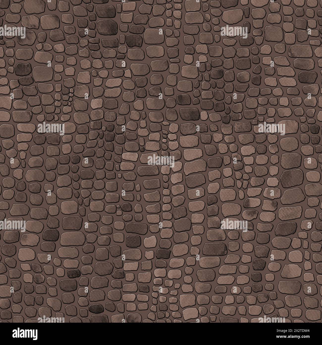 Abstract crocodile reptile scales mosaic brown watercolor seamless ...