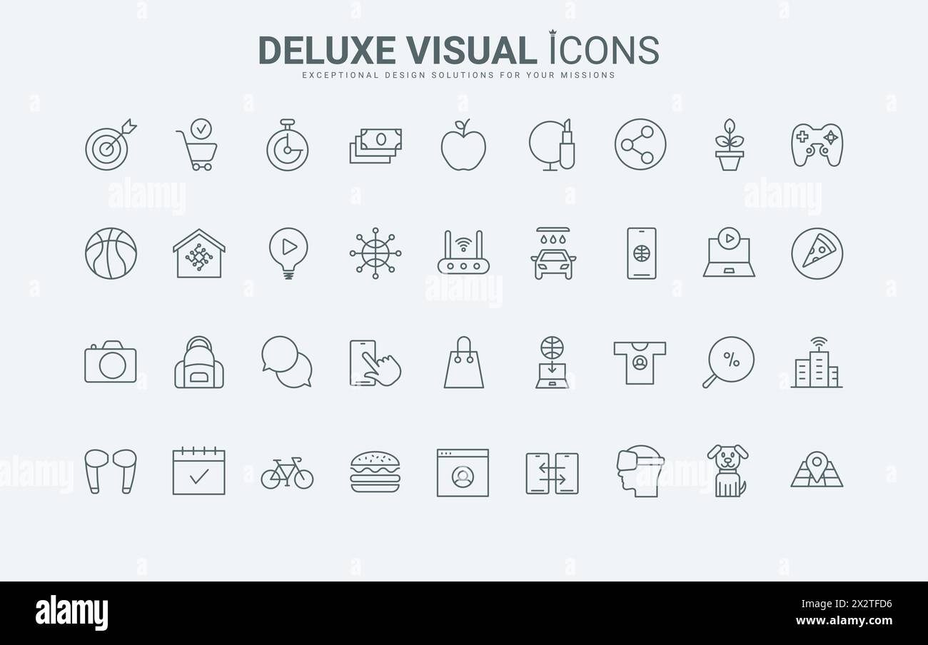 Outline symbols of everyday routine and modern healthy lifestyle ...