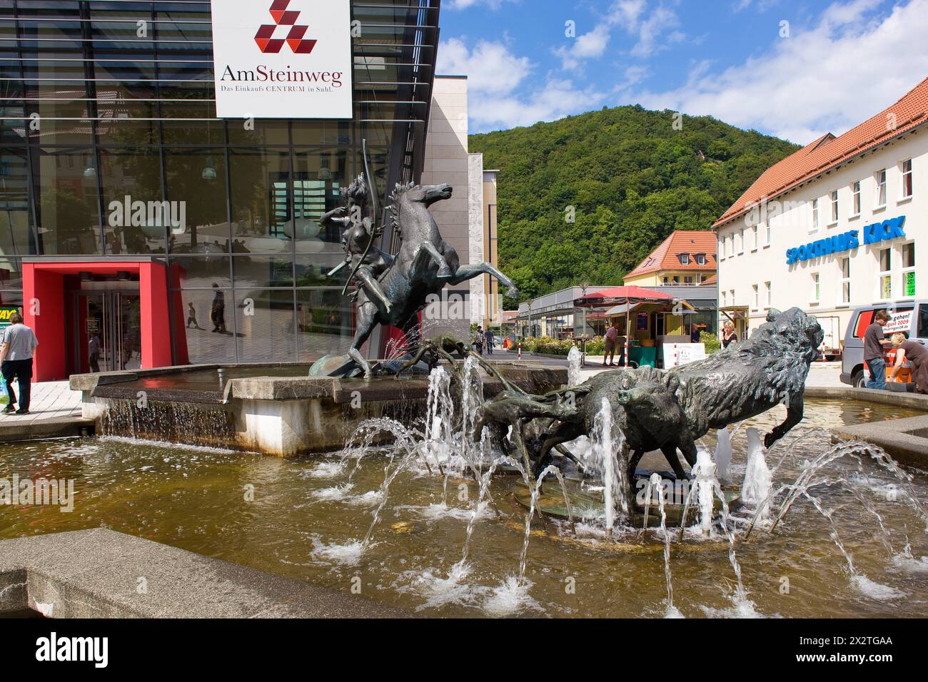 Diana Fountain on stony path, ., Suhl, Thuringia, Germany Stock Photo ...