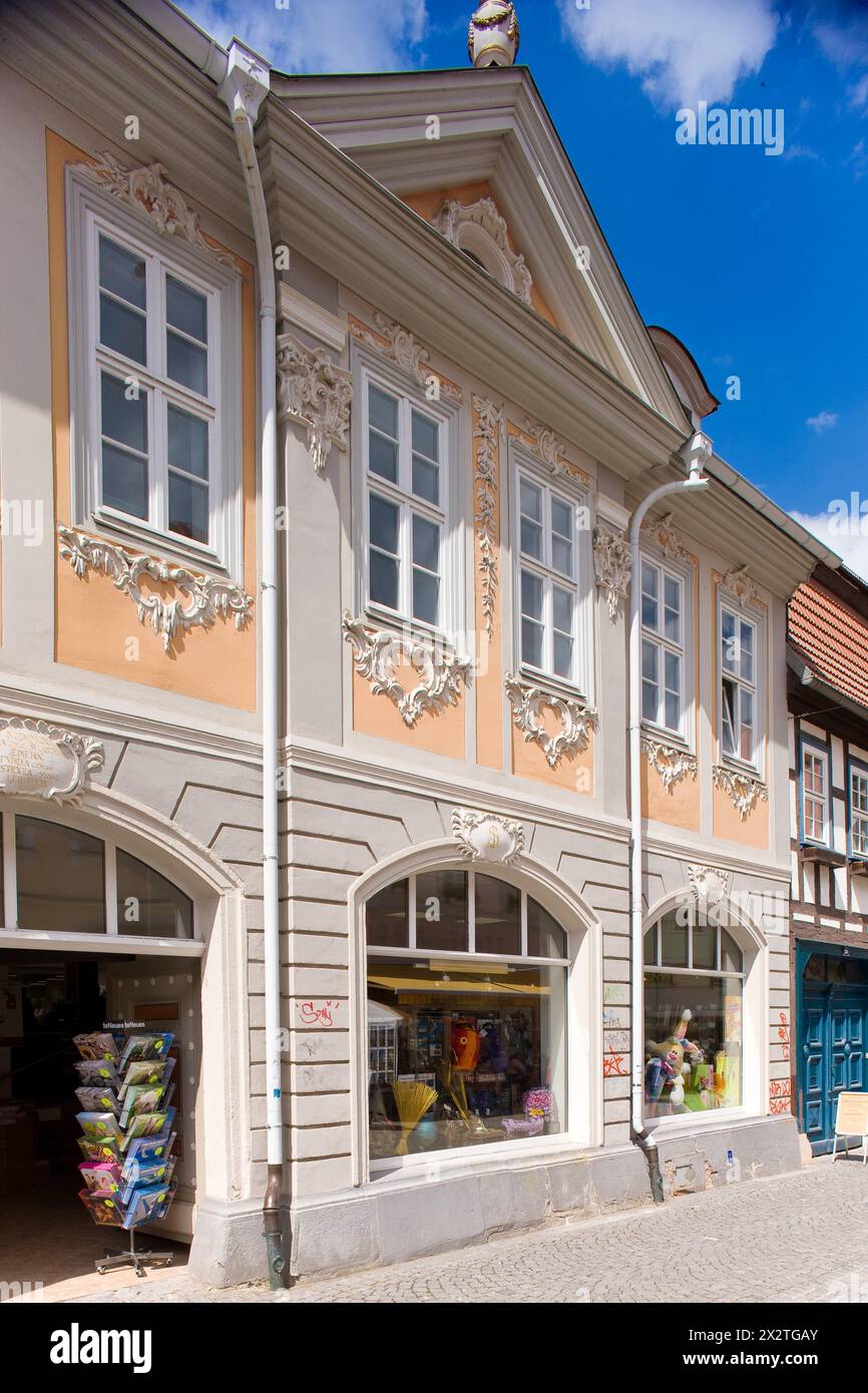 Pedestrian zone stony path with restaurants and shops, ., Suhl ...