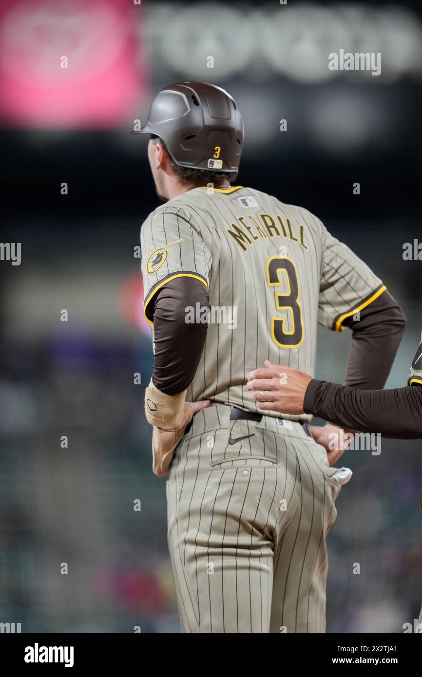 Denver CO, USA. 22nd Apr, 2024. San Diego center fielder Jackson ...