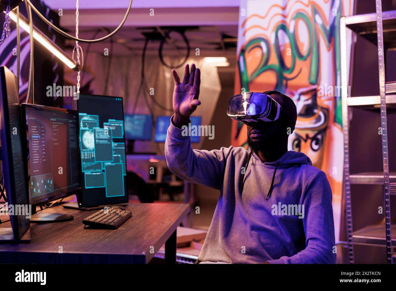 African american person hacking computer hi-res stock photography and images - Alamy