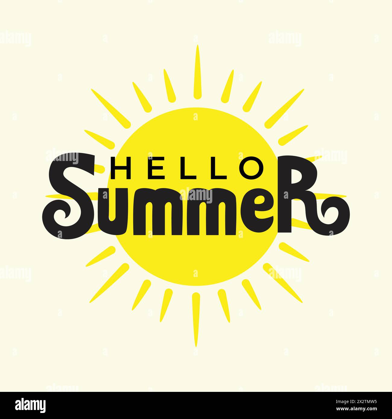 Hello Summer typography vector illustration with a sun vector. Hello ...